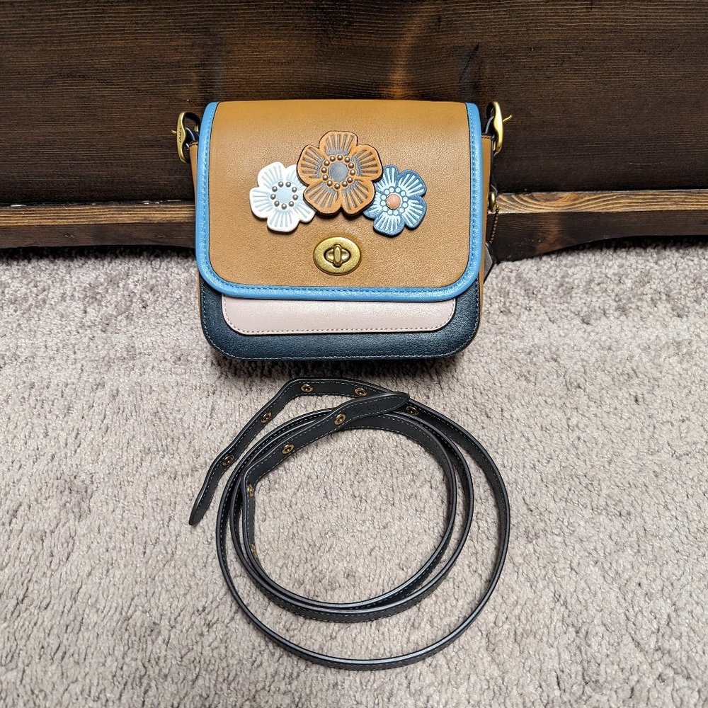 Coach Tea Rose Saddle Colorblock Rambler 16 - Gem